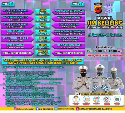 Jadwal SIM Keliling Bandung Kamis 30 Juni 2022, Ini Lokasi Dua Mobil ...